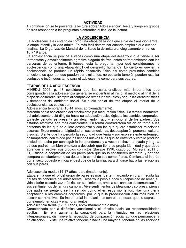 Guía de Entrevista A Adolescentes | PDF | Adolescencia | Depresión ...