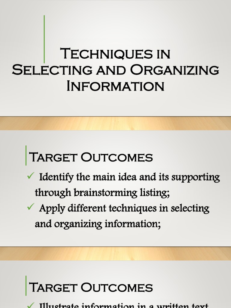 3-Techniques-In-Selecting-And-Organizing-Information | PDF