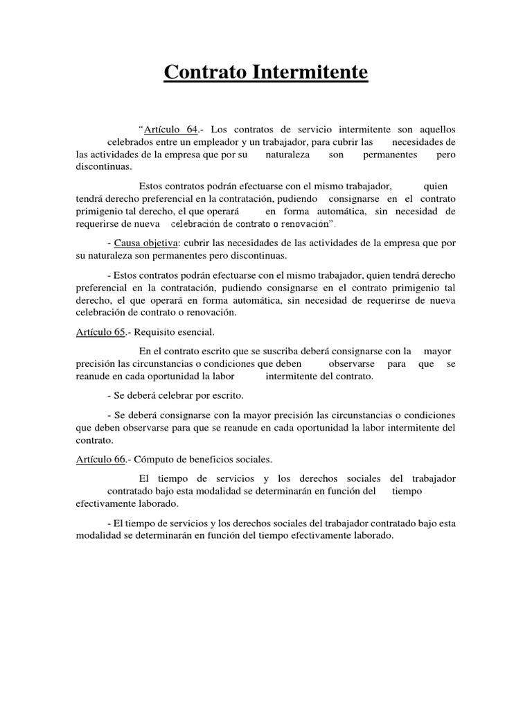 Contrato Intermitente | PDF | Derecho laboral | Estado (política)