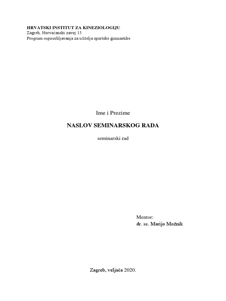 HIK Seminarski Rad - Primjer | PDF