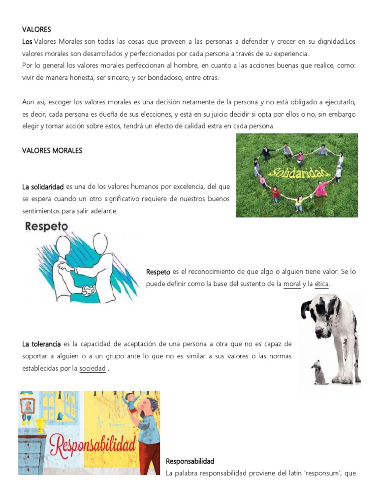 20 Valores Morales Ilustrados Pdf Justicia Crimen Y Violencia