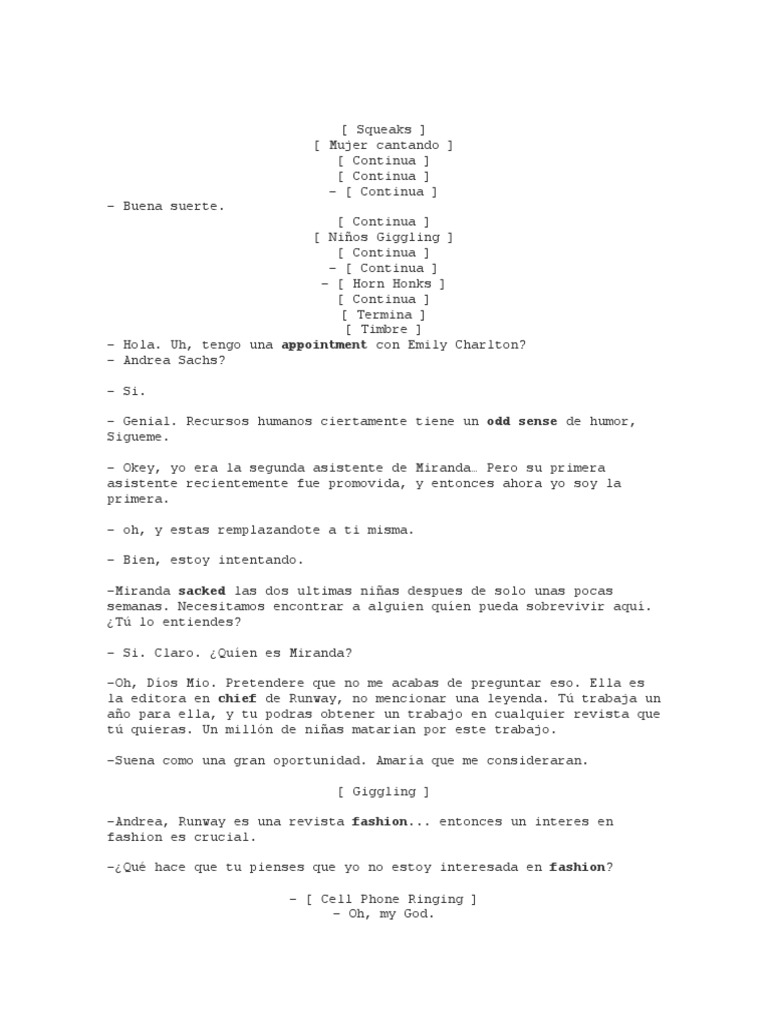 El Diablo Viste A La Moda - Guion | PDF | Clothing