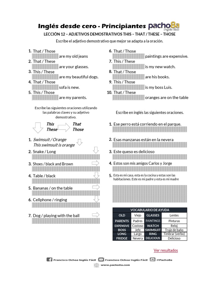Lección 12 - Adjetivos Demostrativos | PDF | Business