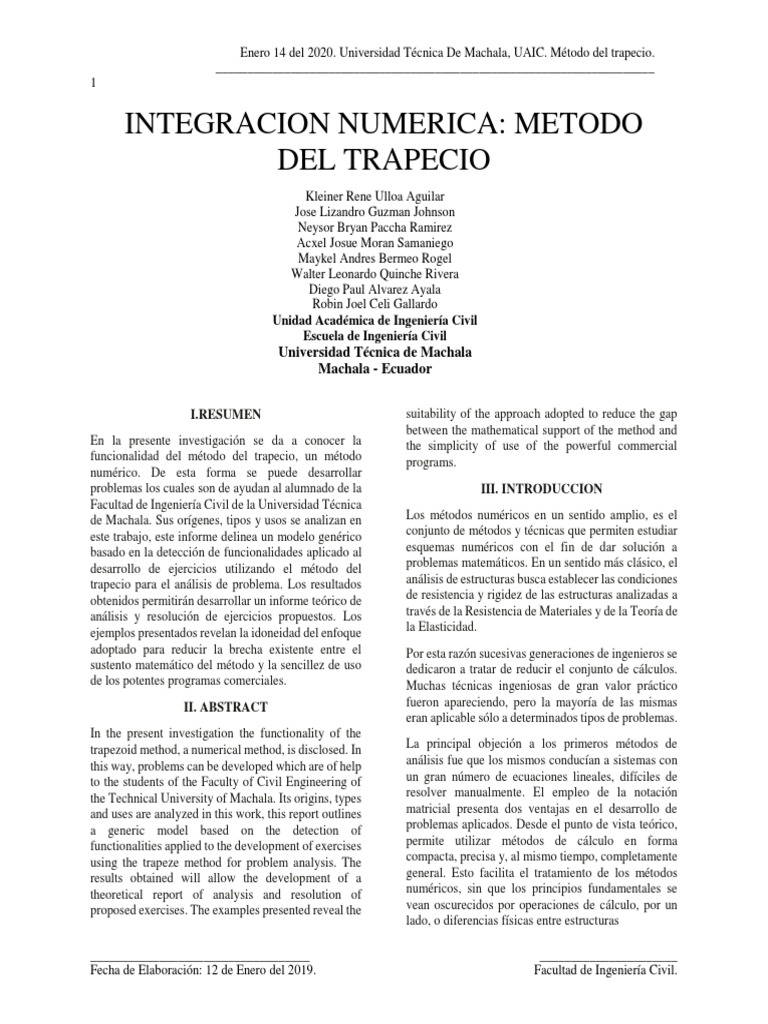 Metodo Del Trapecio | PDF | Integral | Análisis