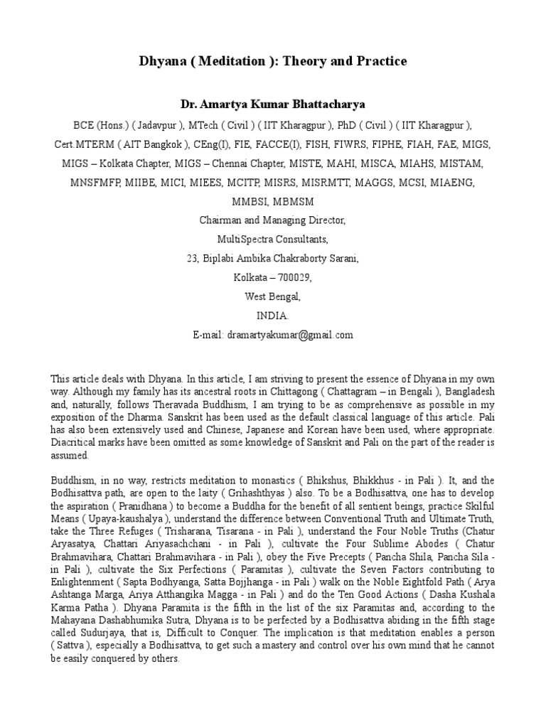 Dhyana Meditation Theory and Practice PDF | PDF | Buddhist Texts ...