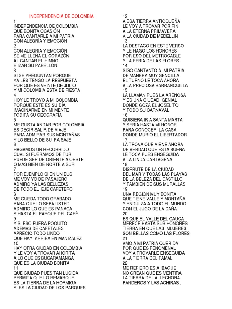 Coplas 20 de Julio | PDF | Colombia