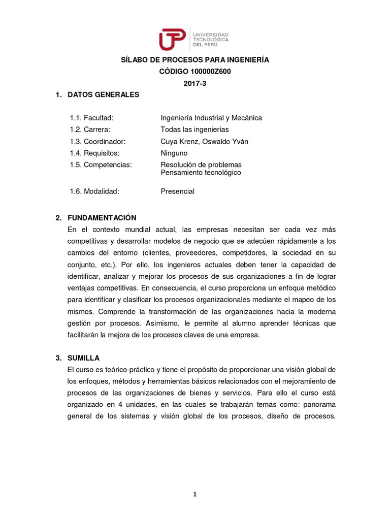 Silabo Utp | PDF | Ingeniería | Prueba (evaluación)