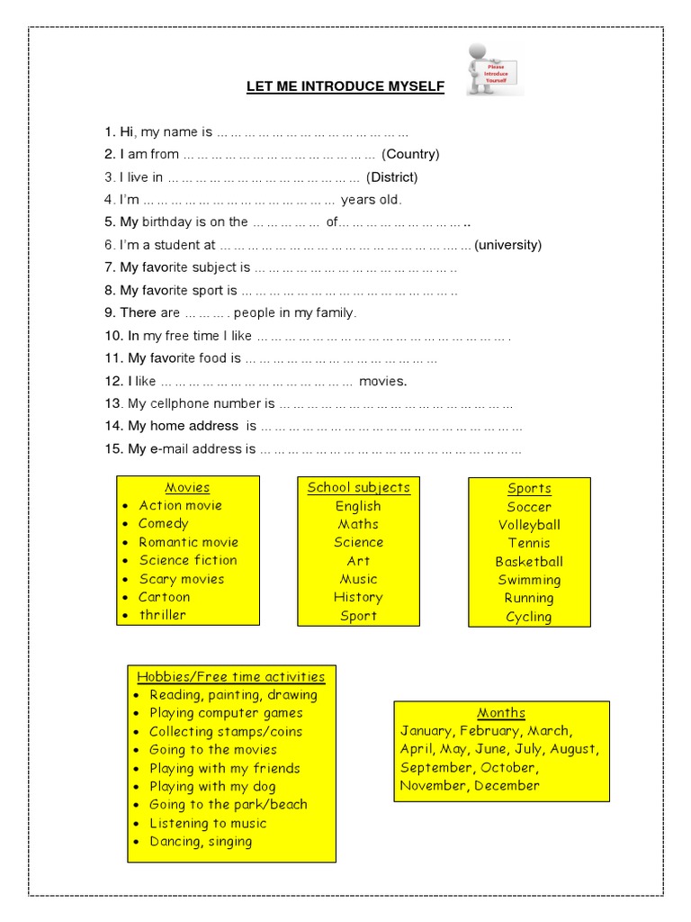 Introduce Yourself (Worksheet) | PDF