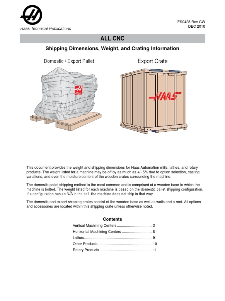 Shipping Info for Haas Milling Machines | PDF | Industrial Equipment ...