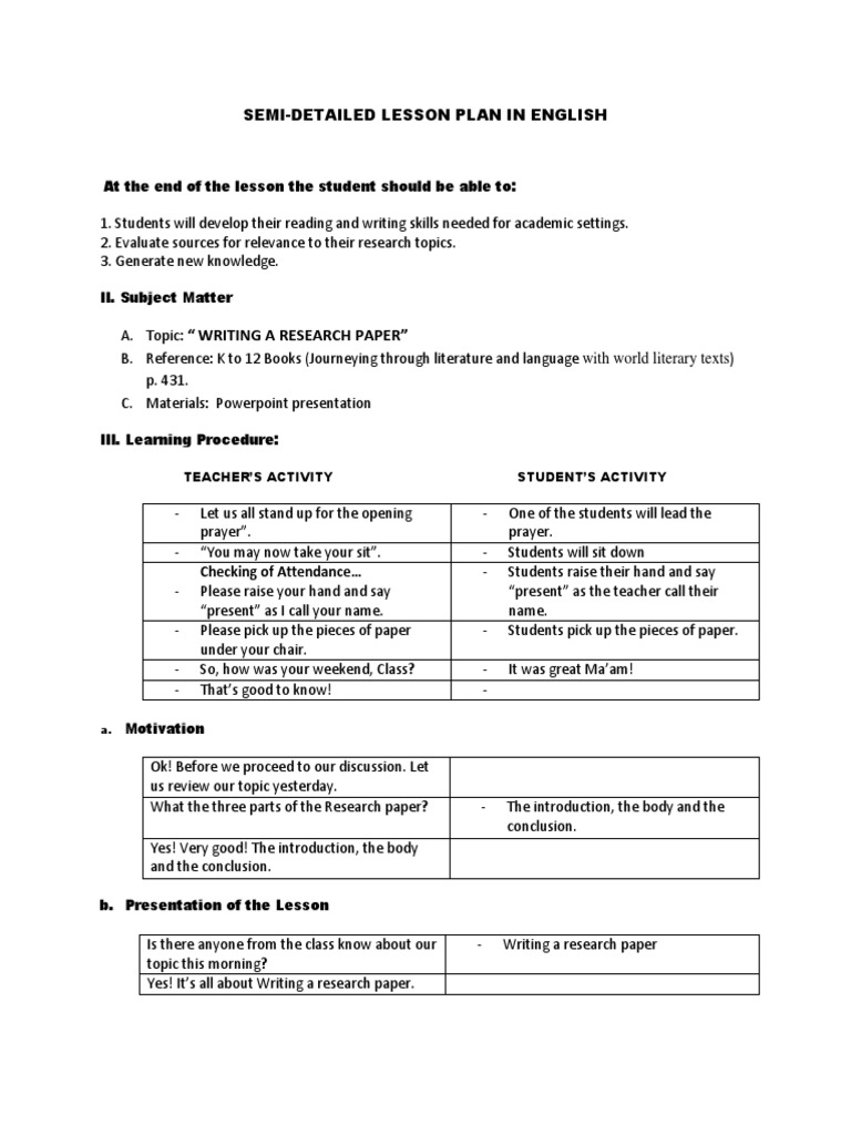 MFP Lesson Plan: Writing Research Papers | PDF | Lesson Plan | Epistemology