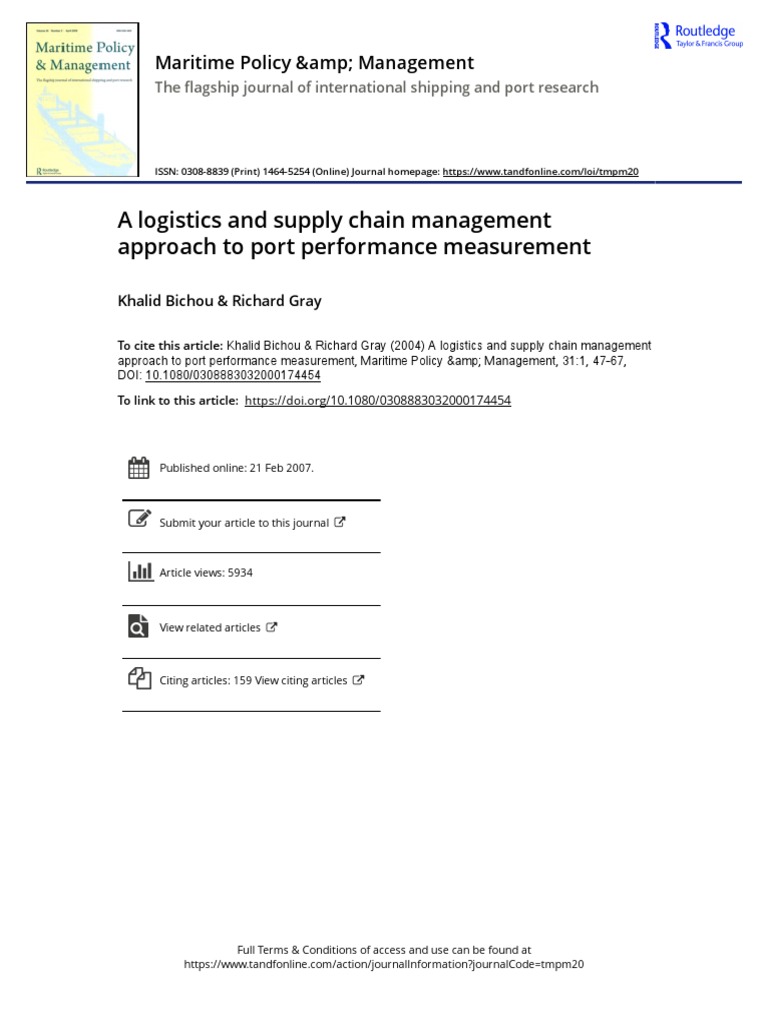 Port Performance Measurement Framework | PDF | Logistics | Port