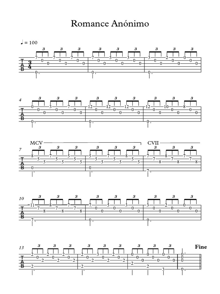Romance Anonimo - Partitura Completa | PDF