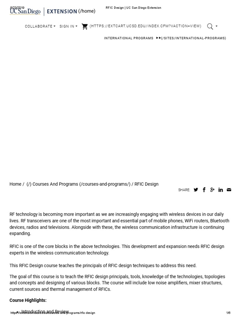 RFIC Design - UC San Diego Extension | PDF | Integrated Circuit | Wireless