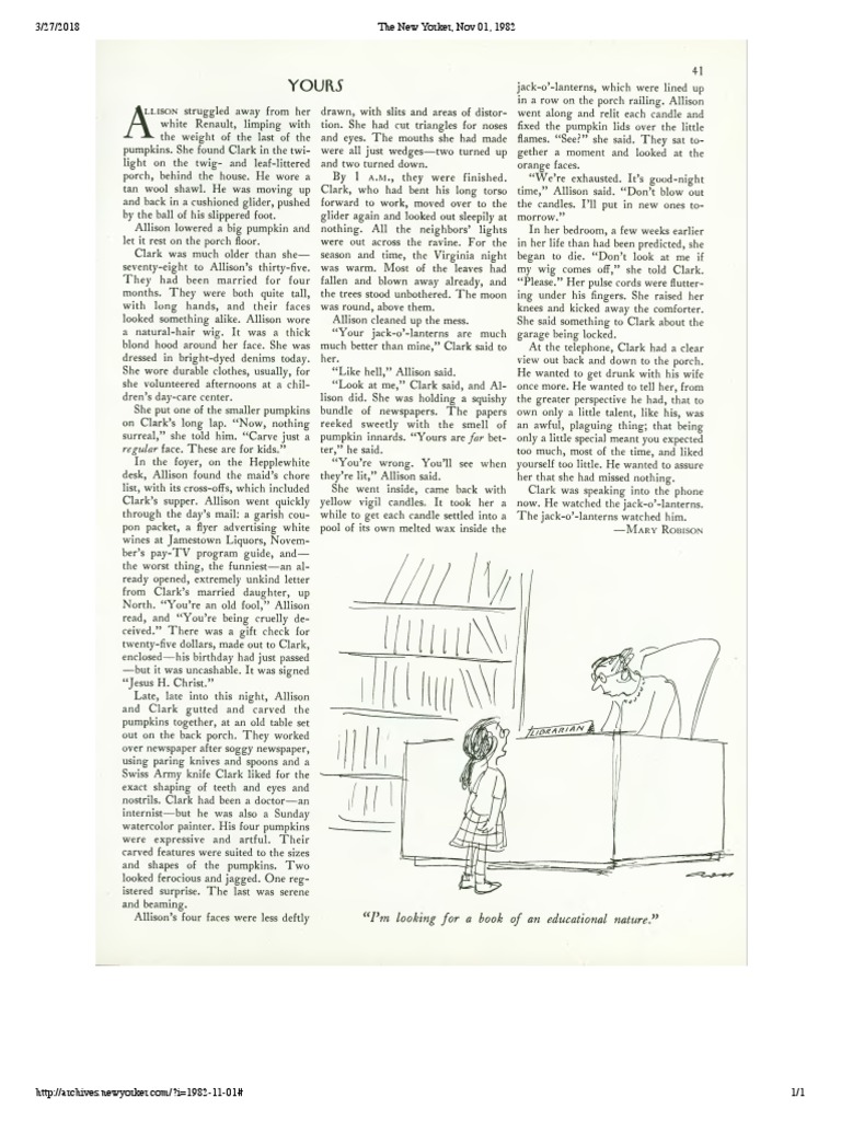 Mary Robison - Yours | PDF