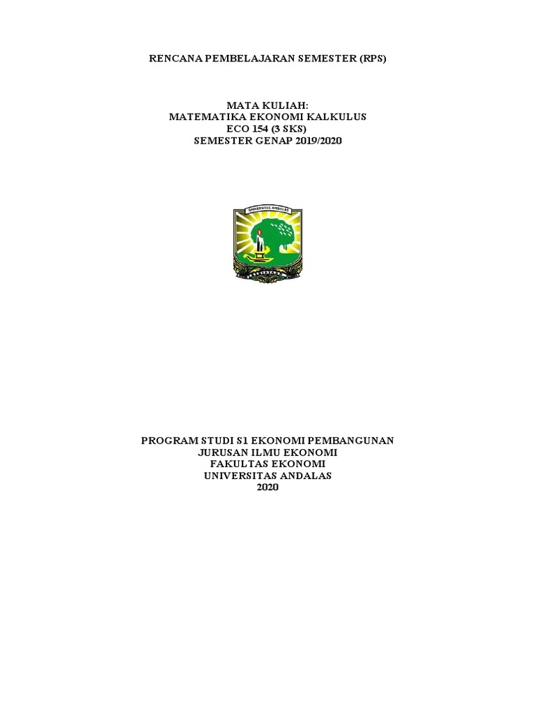 RPS - Matematika Ekonomi Kalkulus | PDF