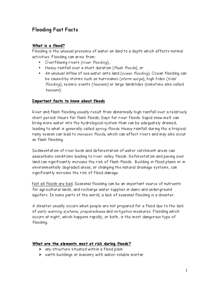 Flooding Fast Facts: What Is A Flood? | PDF | Flood | River