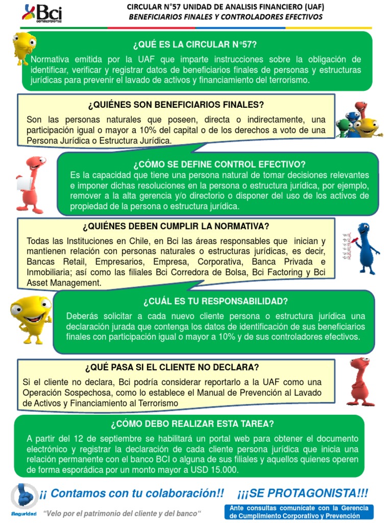 Identificación de beneficiarios finales y controladores efectivos según Circular N°57 de la UAF ...