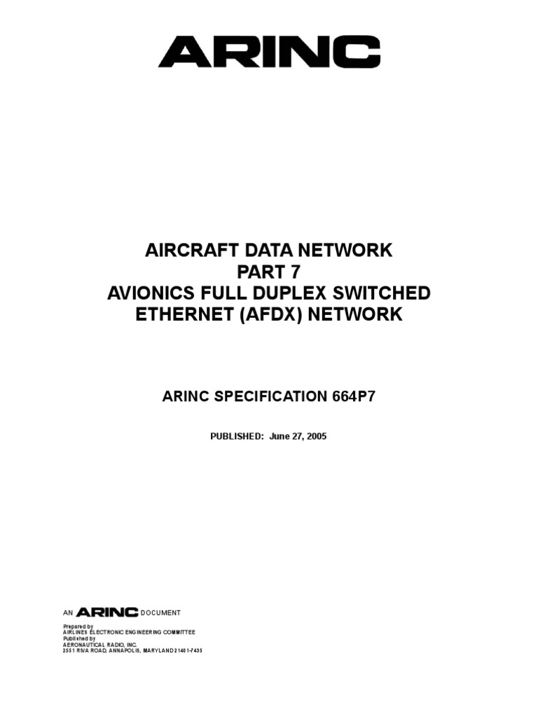 Aircraft Data Network Avionics Full Duplex Switched Ethernet (Afdx ...