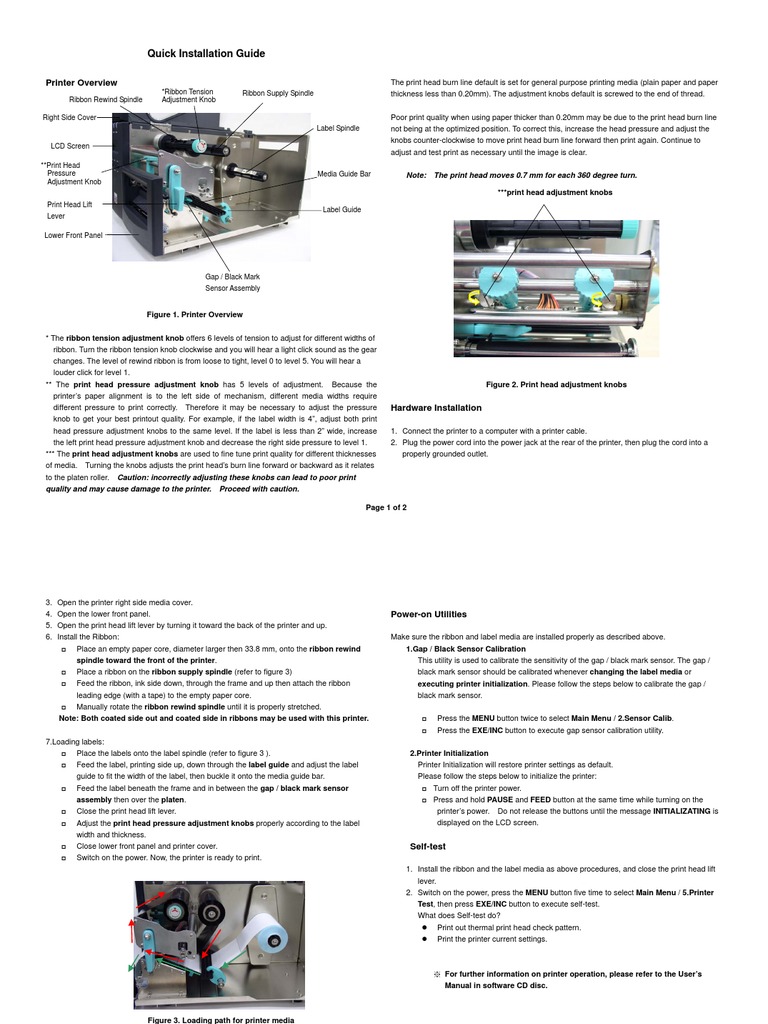 Quick Installation Guide: Printer Overview | PDF | Printer (Computing ...