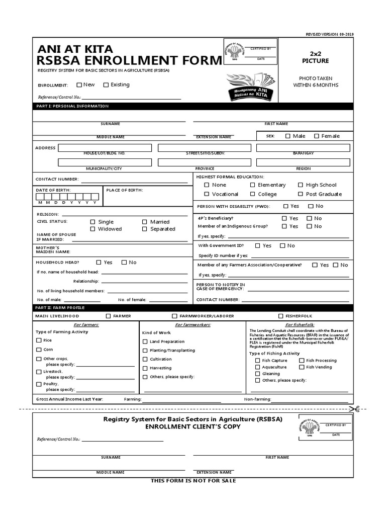 RSBSA Enrollment Form for Farmers | PDF | Farms | Livestock