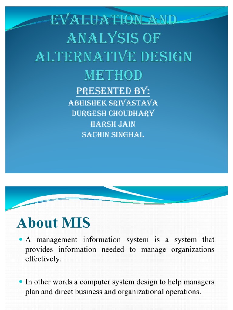Evaluation and Analysis of Alternative Design Method | PDF | Design ...