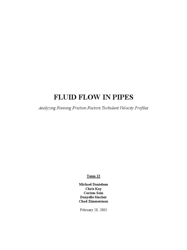 Fluid Flow in Pipes: Analyzing Fanning Friction Factors Turbulent ...
