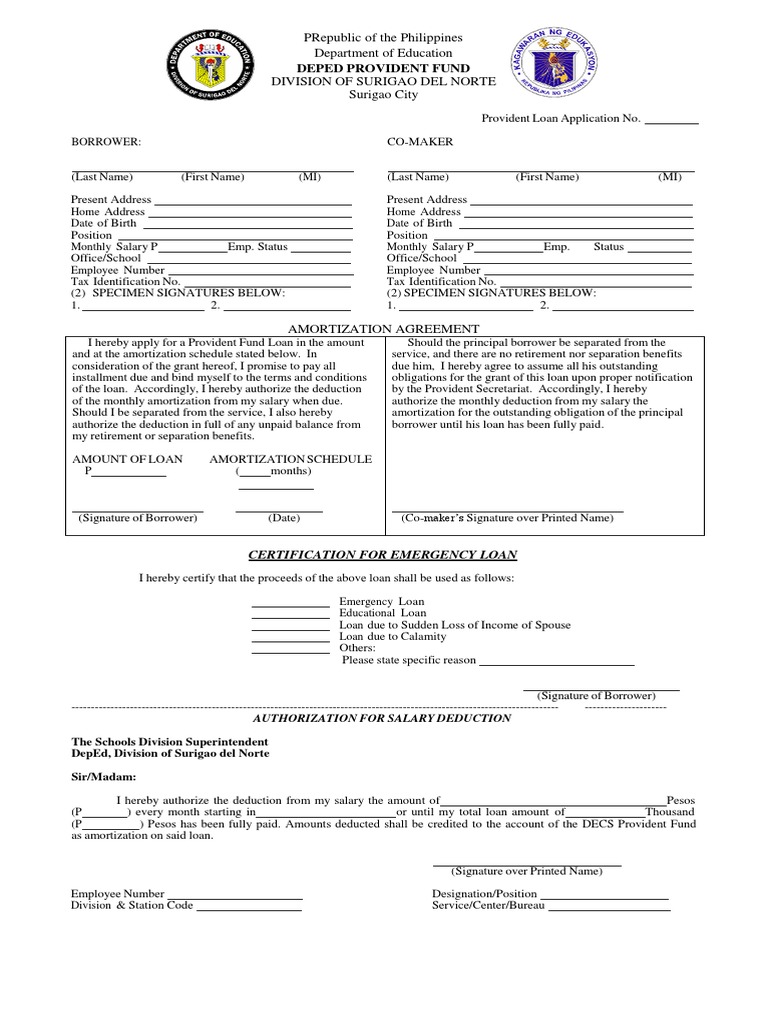 Application Form Provident 1 | Download Free PDF | Loans | Amortization ...