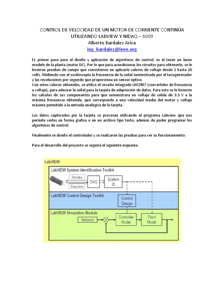 Control de Velocidad de Motor DC Usando Labview y Nidaq | PDF ...
