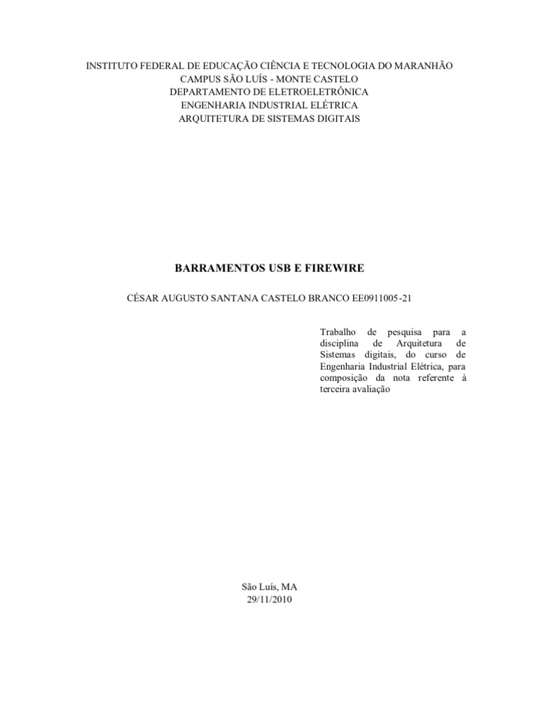 Documento Técnico Criptografado | PDF | USB | Engenharia Eletrônica