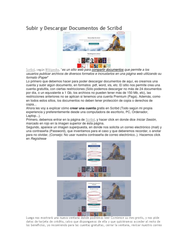 Como Subir Documentos A Scribd | PDF | Scribd | Descargar