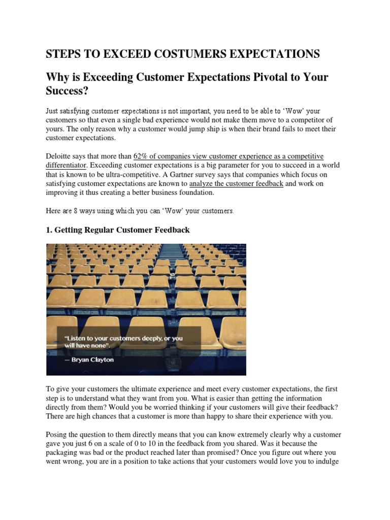 8 Steps to Exceed Customer Expectations | PDF | Customer Experience ...