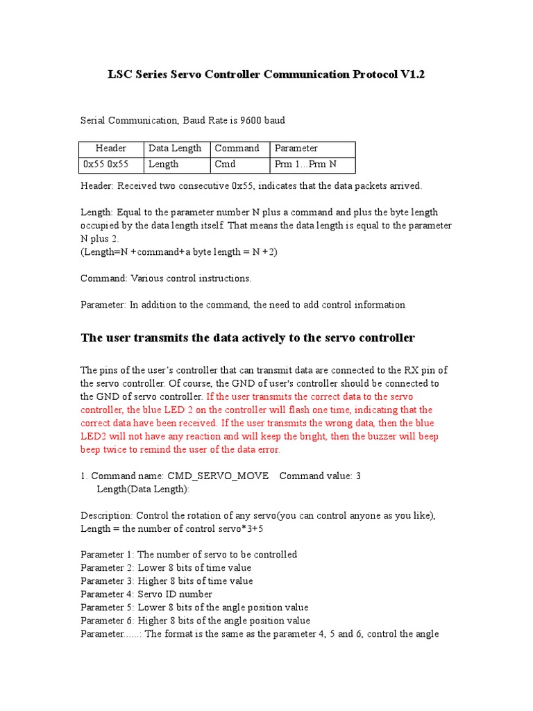 LSC Series Servo Controller Communication Protocol V1.2 | PDF ...