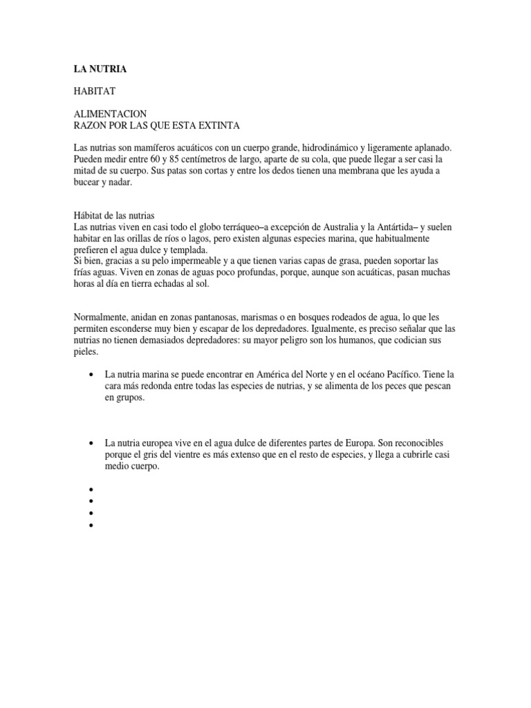 La Nutria | PDF | Nutria | Organismos