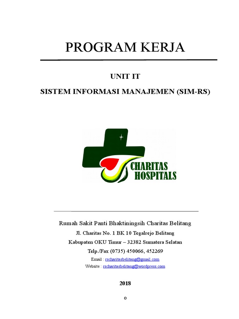 Program Kerja Sim RS 2019 | PDF