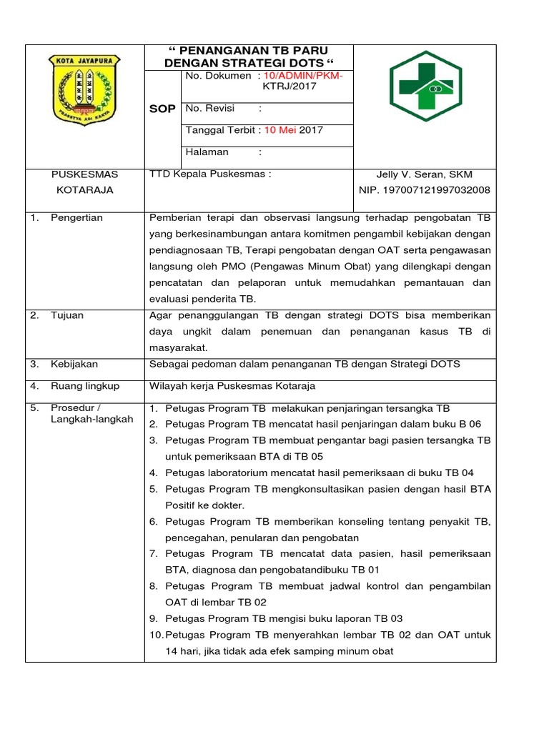 Sop Penanganan TB Paru Dengan Strategi Dots | PDF