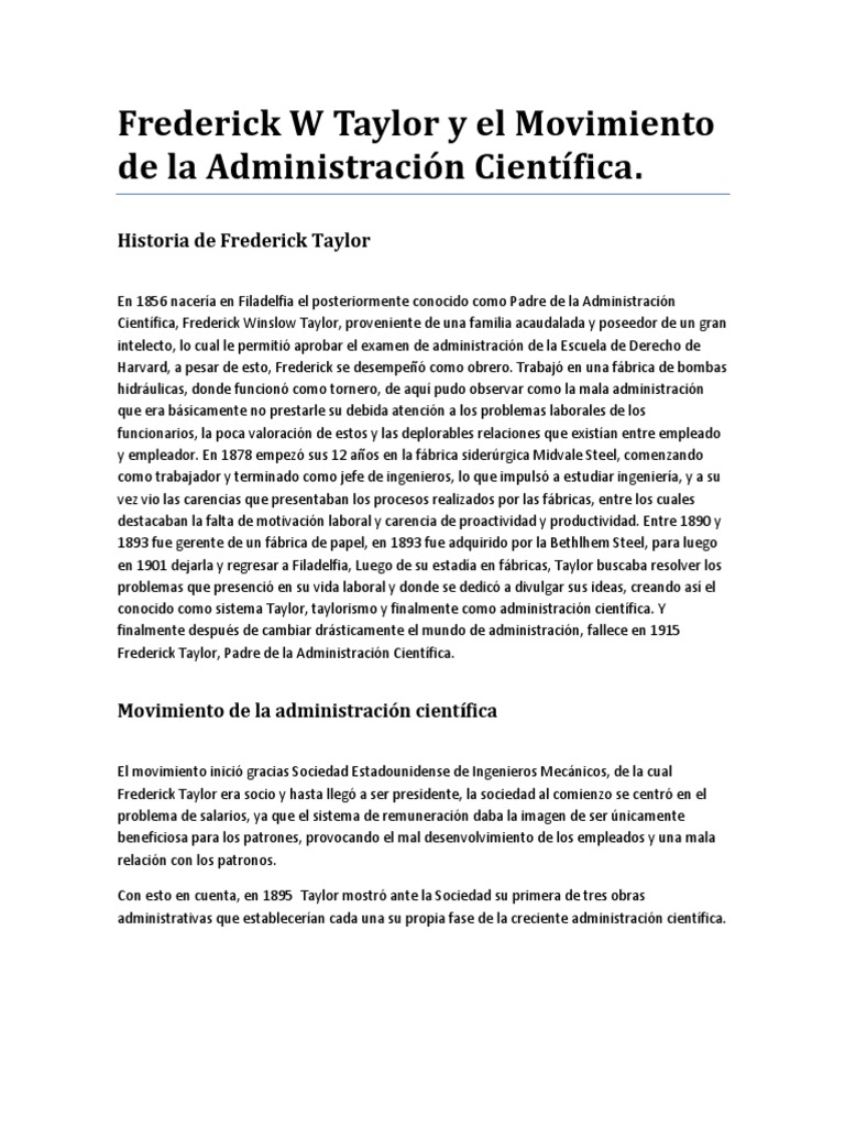 Frederick Taylor | PDF | Salario | Economias