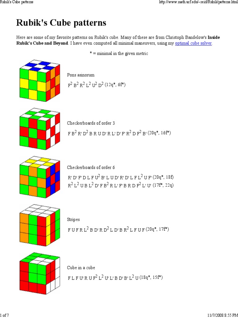A Collection of Rubik's Cube Patterns and Their Solutions | PDF ...