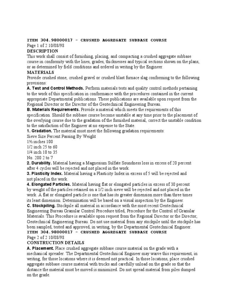 Sub Base Course | PDF | Road Surface | Geotechnical Engineering