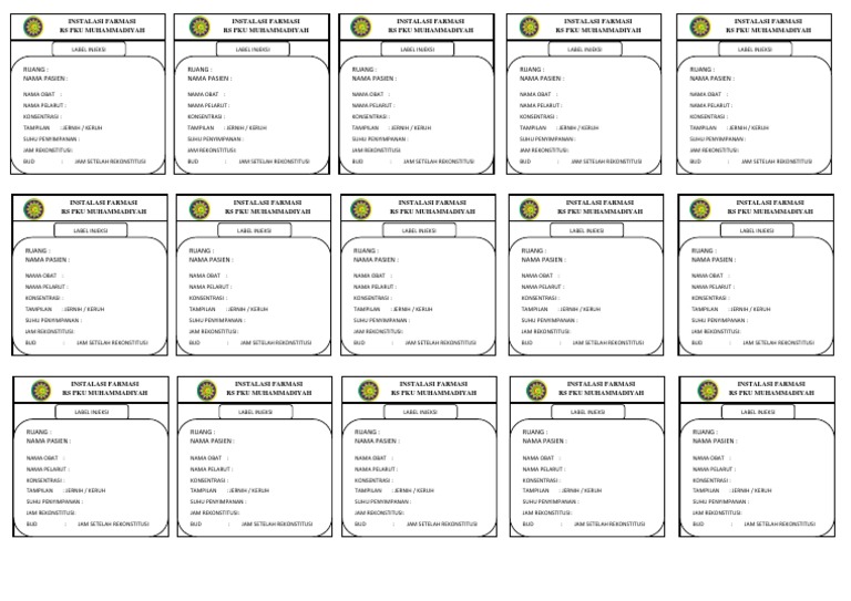 Contoh Label Injeksi Farmasi | PDF