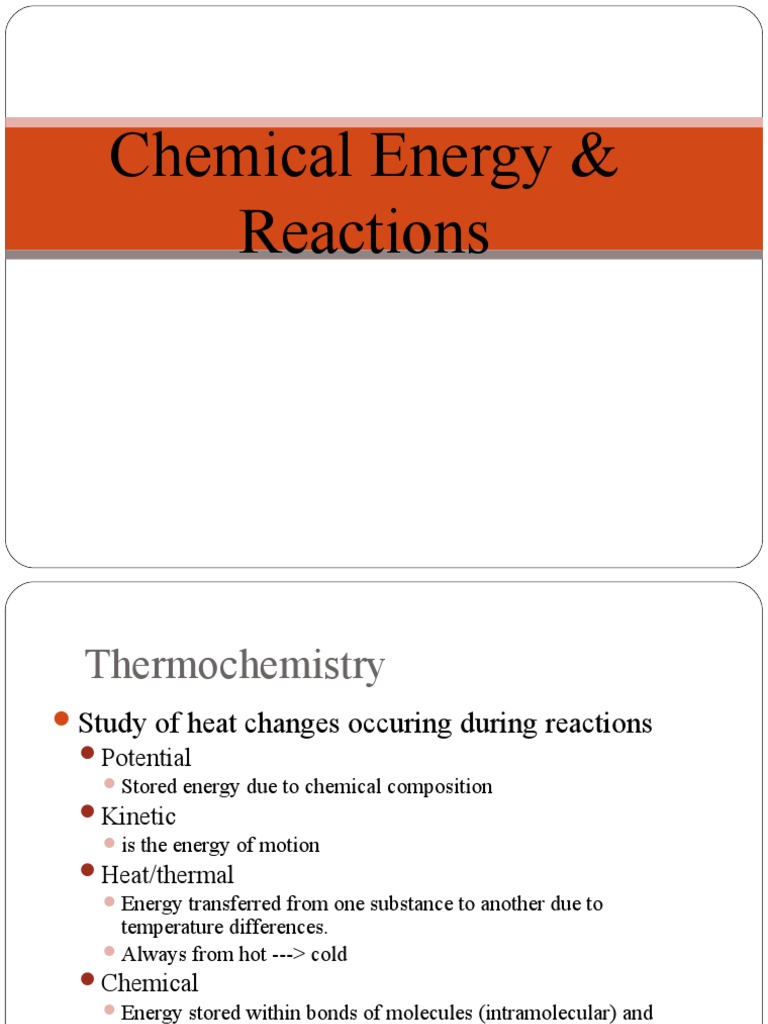 Chemical Reactions and Energy | PDF | Thermodynamics | Chemistry