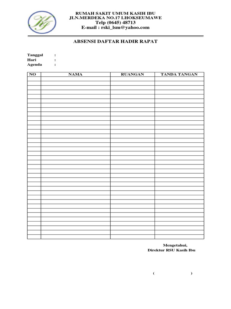 Absensi Daftar Hadir Rapat | PDF
