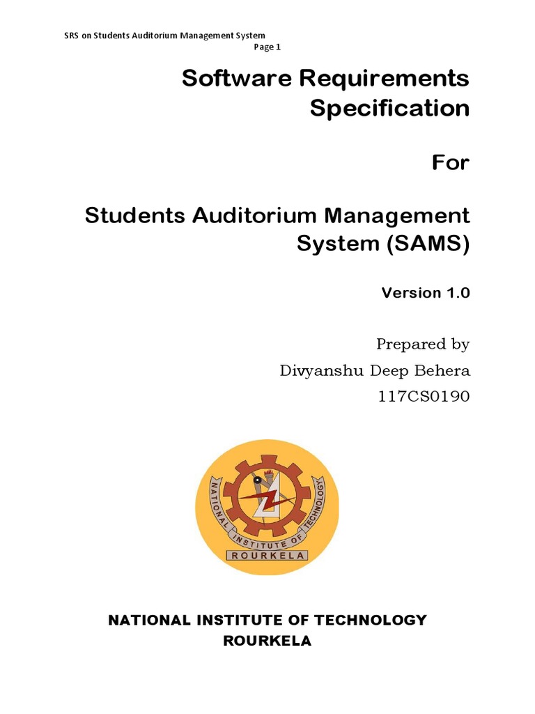 Software Requirements Specification Auditorium Management System | PDF ...