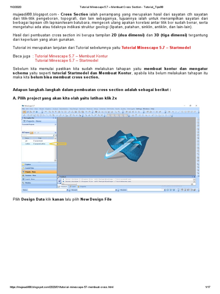 Tutorial Minescape 5.7 Membuat Cross Section | PDF
