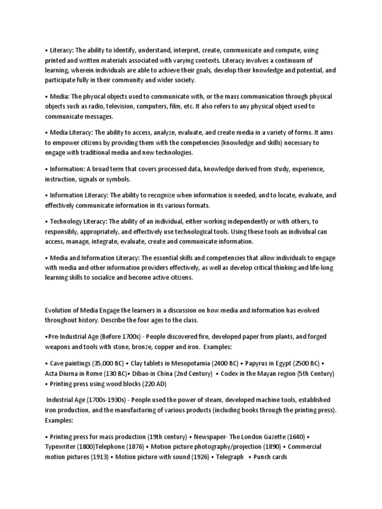 MIL Notes | PDF | Information Literacy | Literacy