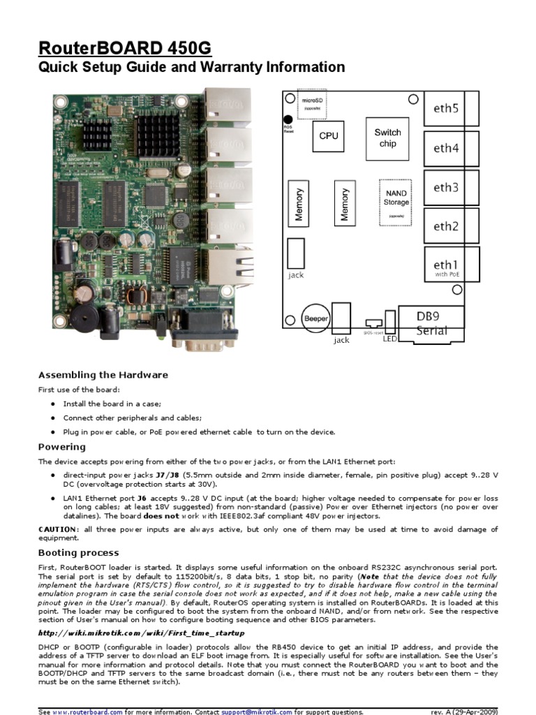 Routerboard 450G: Quick Setup Guide and Warranty Information | PDF ...