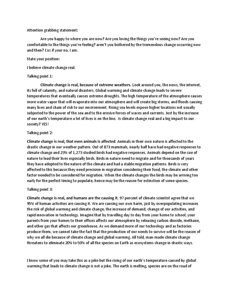 Climate Change Speech | PDF | Global Warming | Climate Change