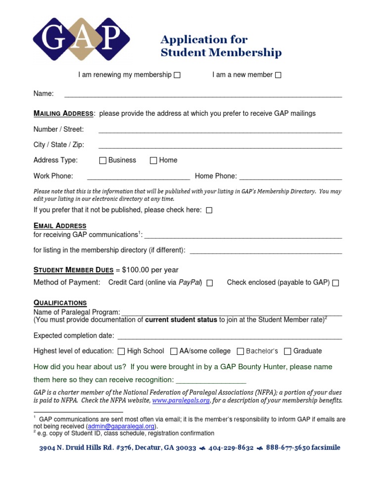 Student Membership Application Form | PDF