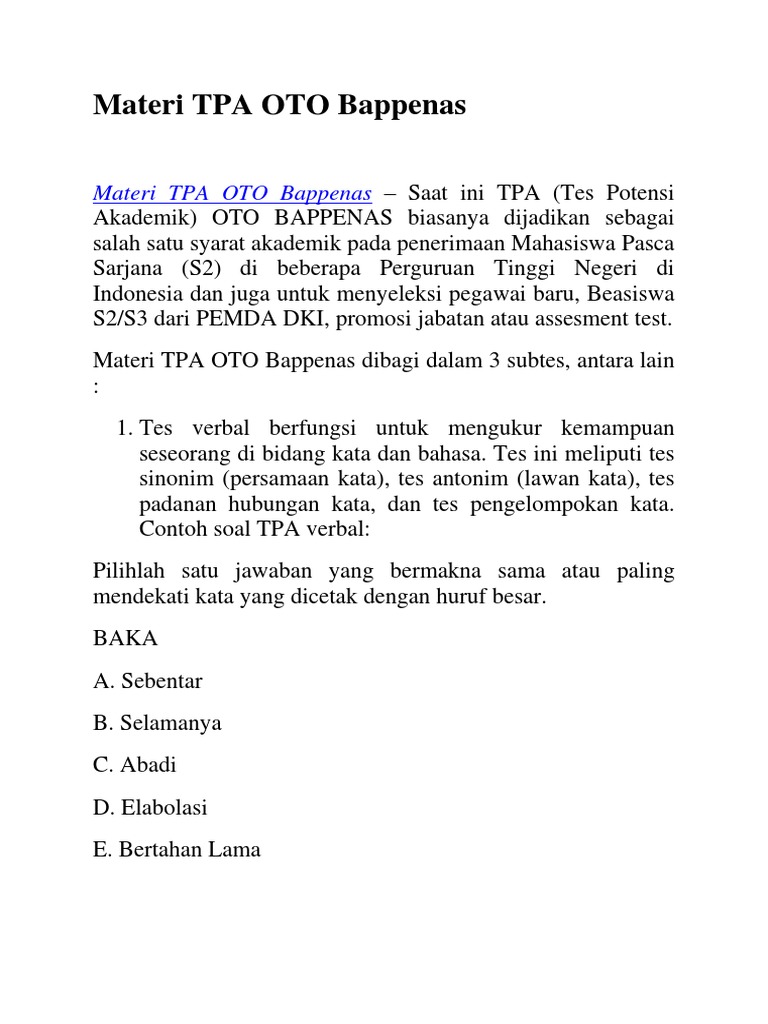 Materi TPA Bappenas | PDF