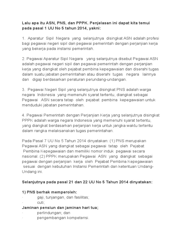 Perbedaan ASN Dan P3K | PDF