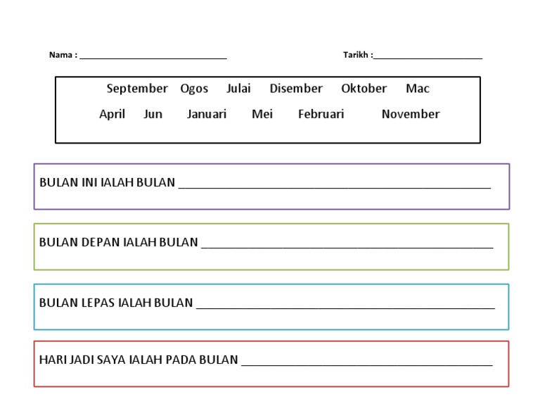 Latihan Mengenal Bulan | PDF